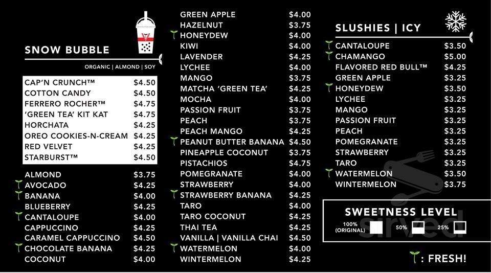 Vanitea Cafe menu in El Cajon, California, USA