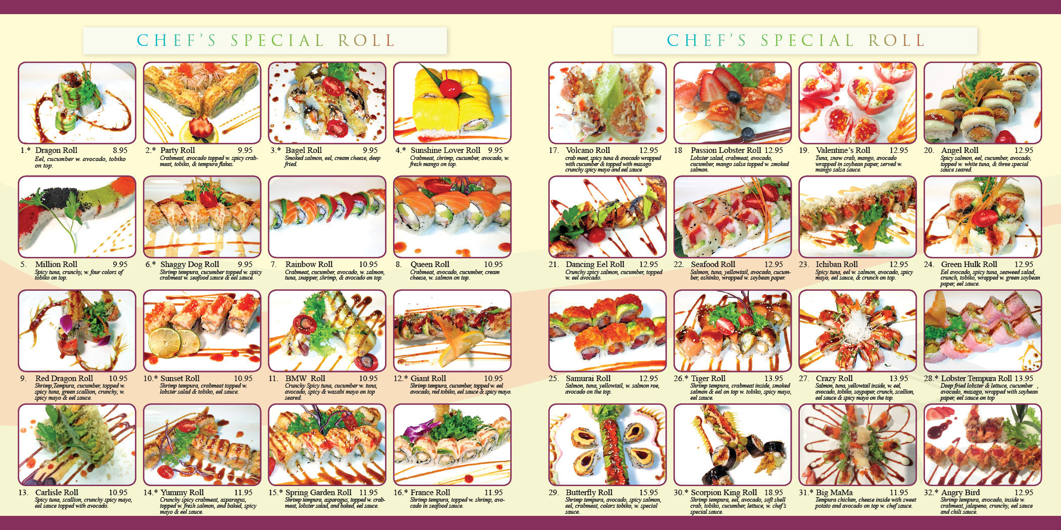 Aya Japanese Steakhouse menu in Carlisle, Pennsylvania, USA