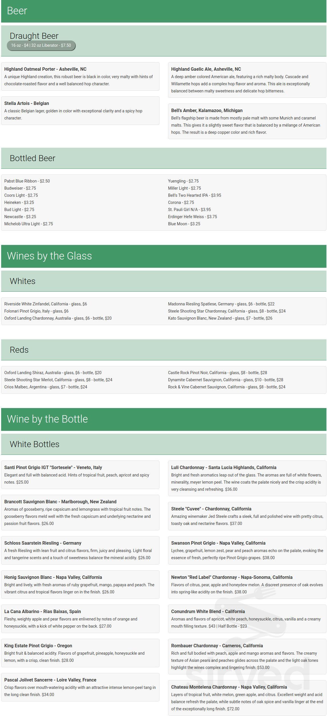 Sweet Onion menu in Waynesville, North Carolina, USA