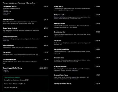 Cafe Ole menu in Memphis, Tennessee, USA