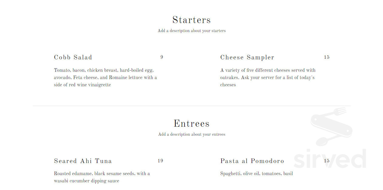 Firewater Grille menu in Omaha, Nebraska, USA