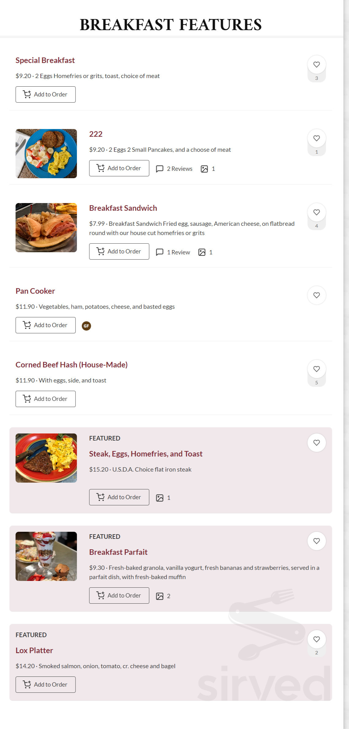 Brunchery Restaurant and Catering menu in Tampa, Florida, USA