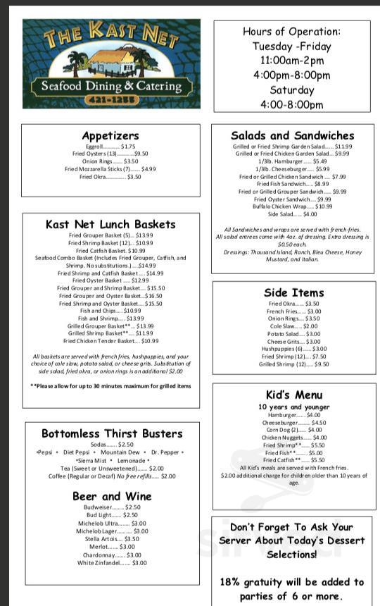 The Kast Net menus in Crawfordville, Florida, United States