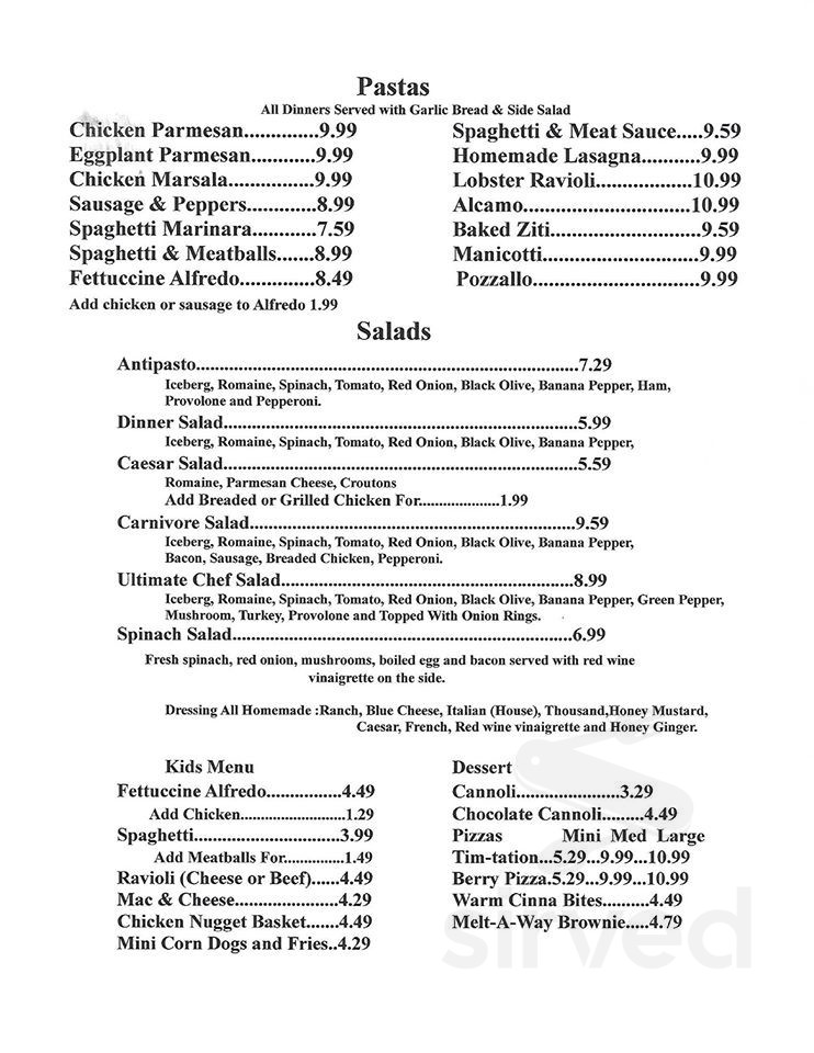 Menu - Republic MO's Rocco's Italian Kitchen | Sirved