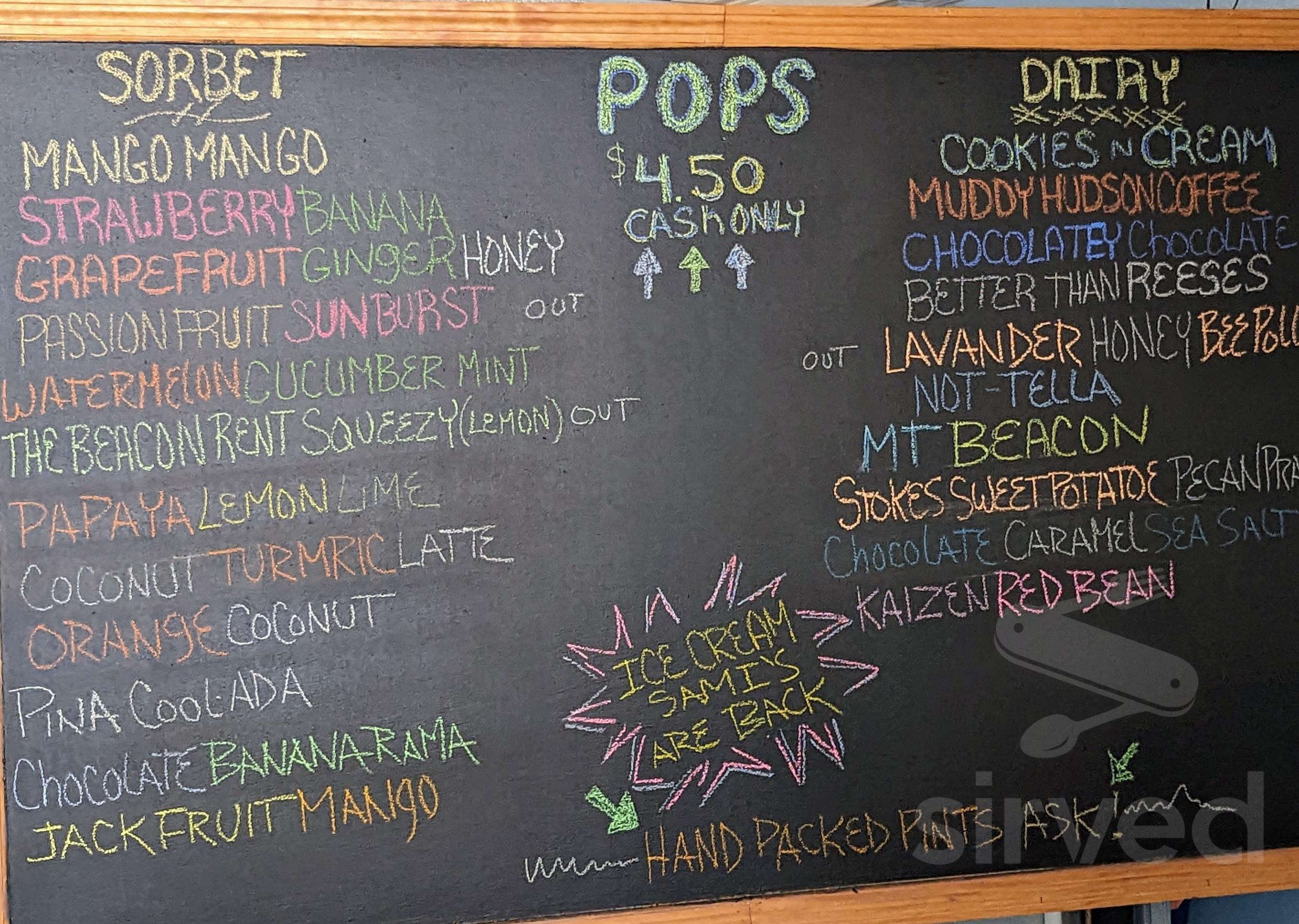 Zora Dora's Micro Batch Ice Cream and Paletas menus in Beacon, New York ...