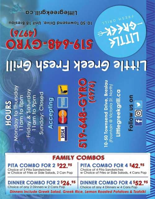 LITTLE GYROS GREEK GRILL (BRESLAU) menu in Breslau, Ontario, Canada