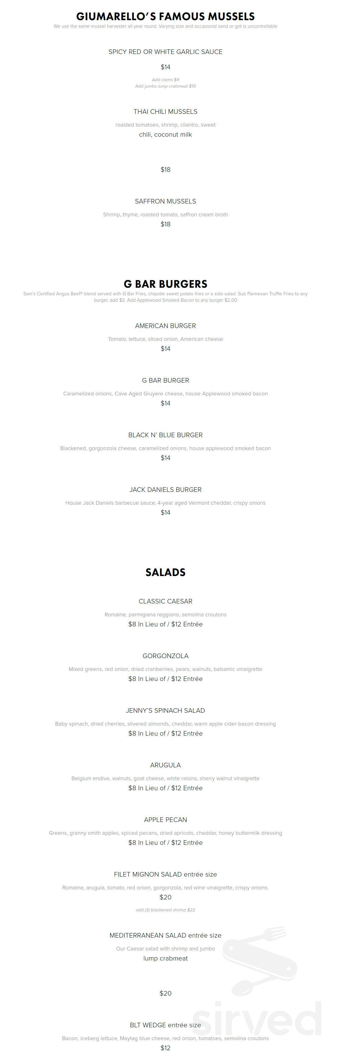 Menu - Haddon Township NJ's Giumarello's Restaurant & G Bar | Sirved