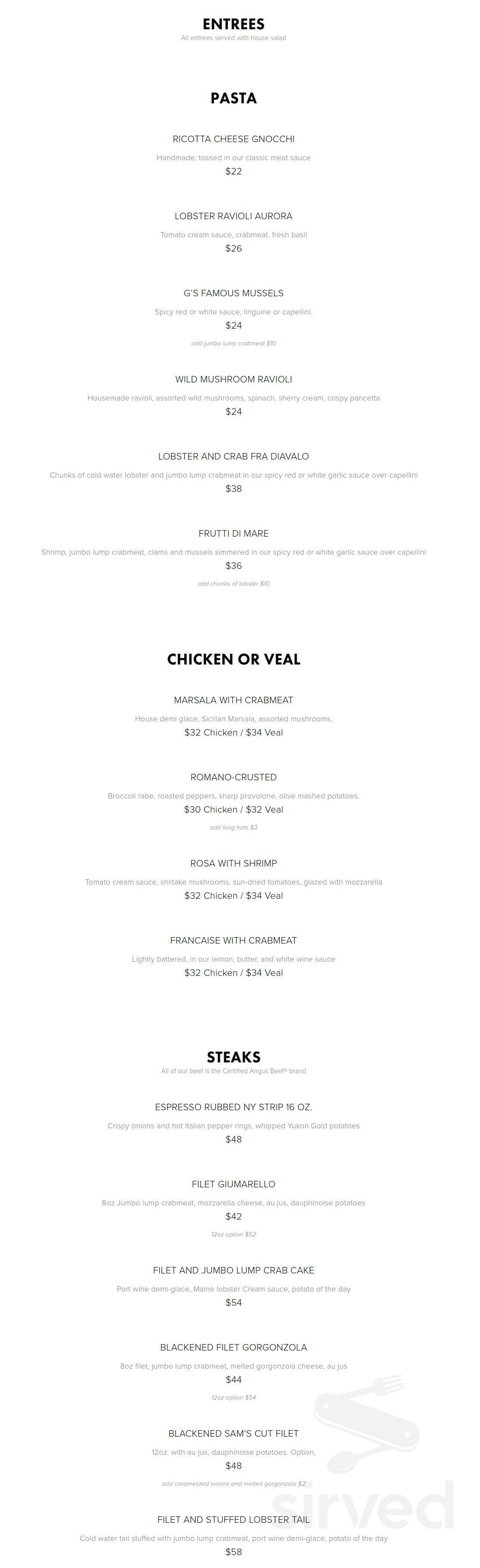 Menu - Haddon Township NJ's Giumarello's Restaurant & G Bar | Sirved