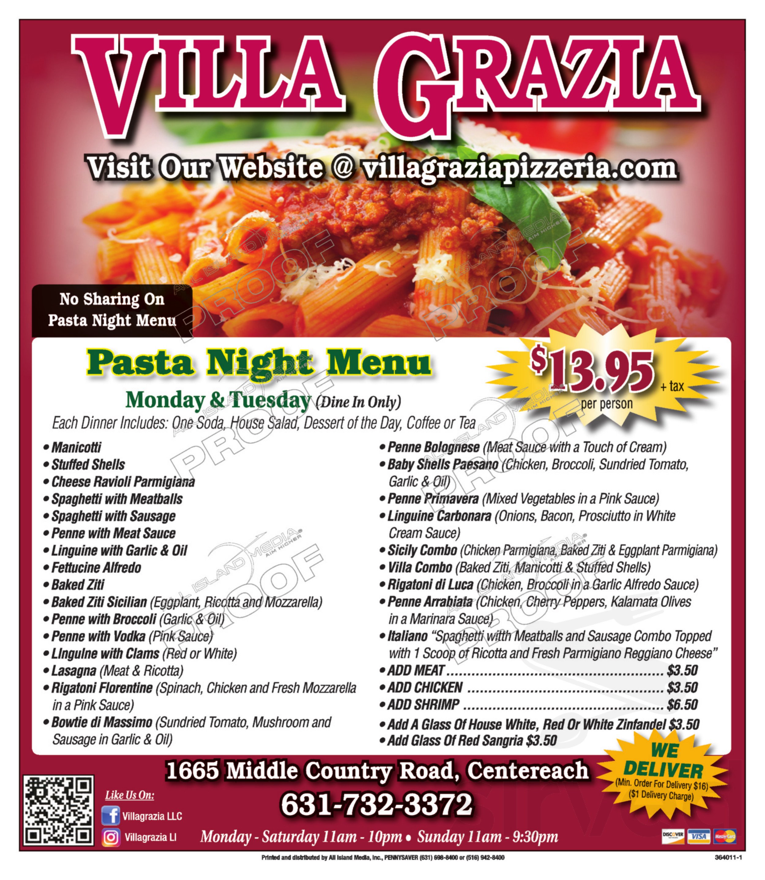 Villa Grazia menu in Centereach, New York, USA