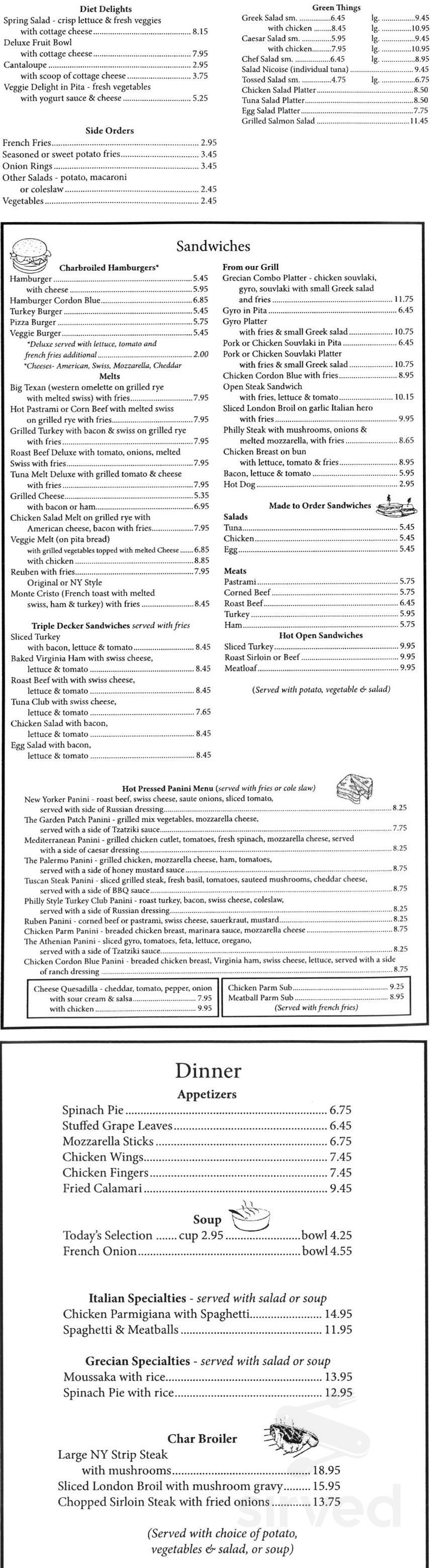 Menu - Oneonta NY's Plaza Diner | Sirved