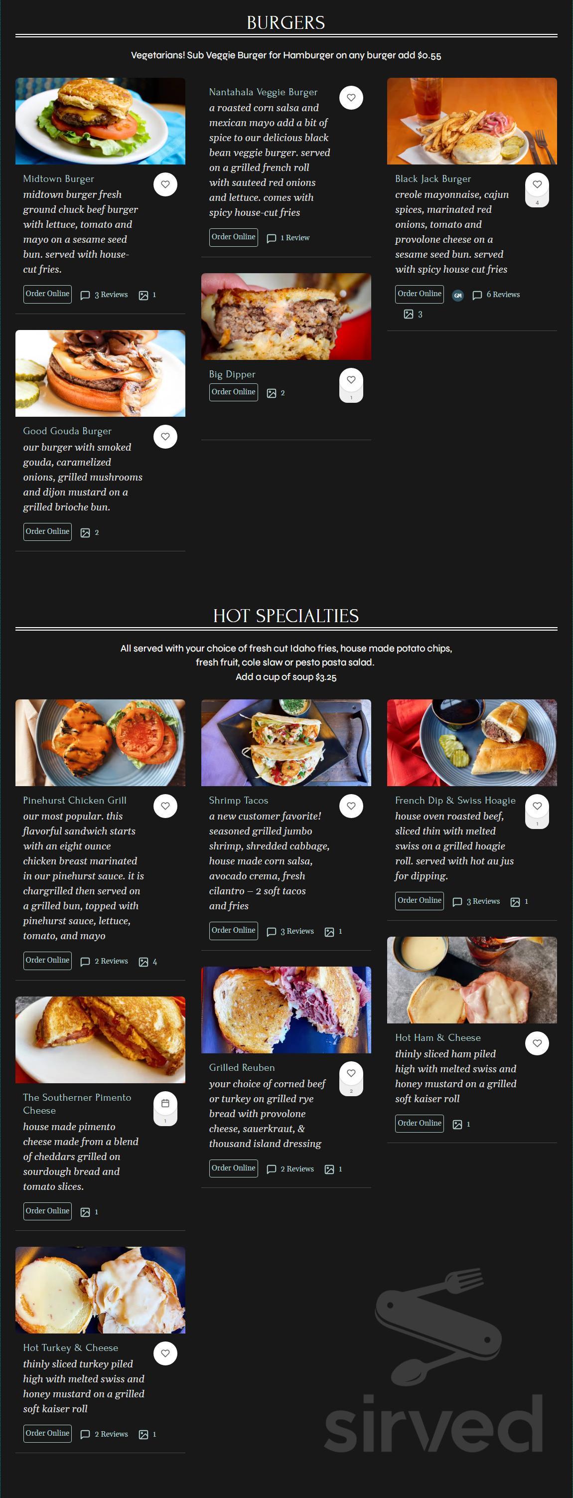 Midtown Cafe and Dessertery menu in Winston-Salem, North Carolina, USA