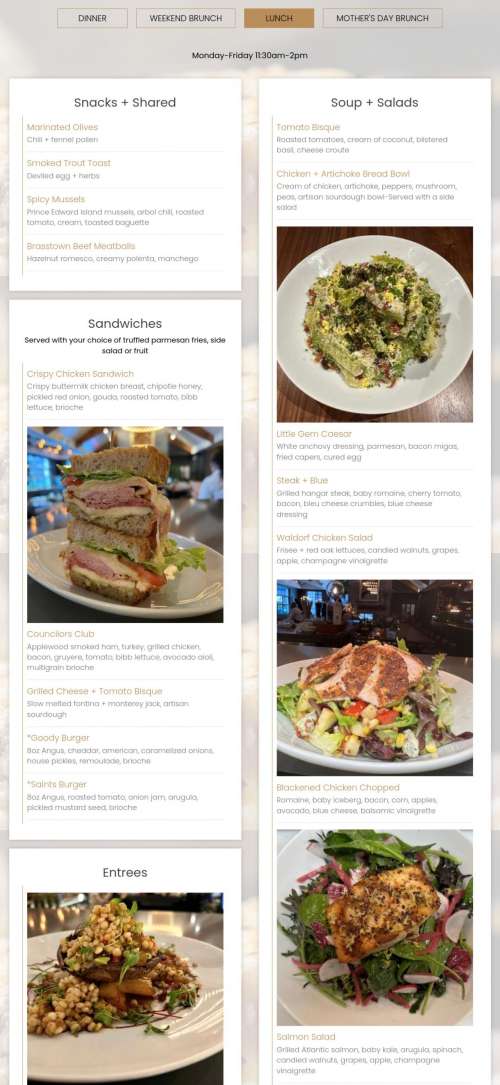 Saints + Council menu in Atlanta, Georgia, USA