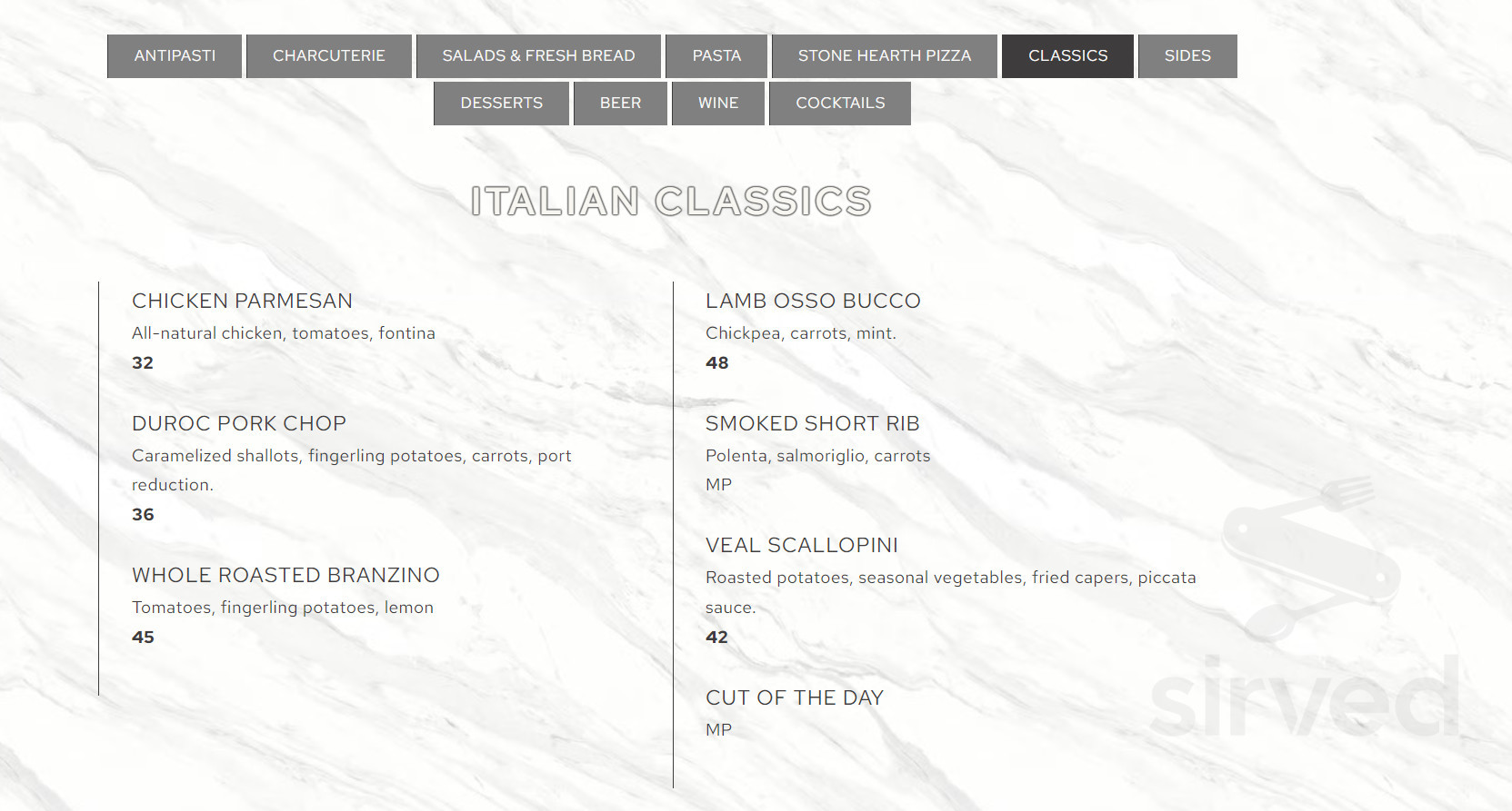 Dulivia Ristorante Italiano menus in Springdale, Utah, United States