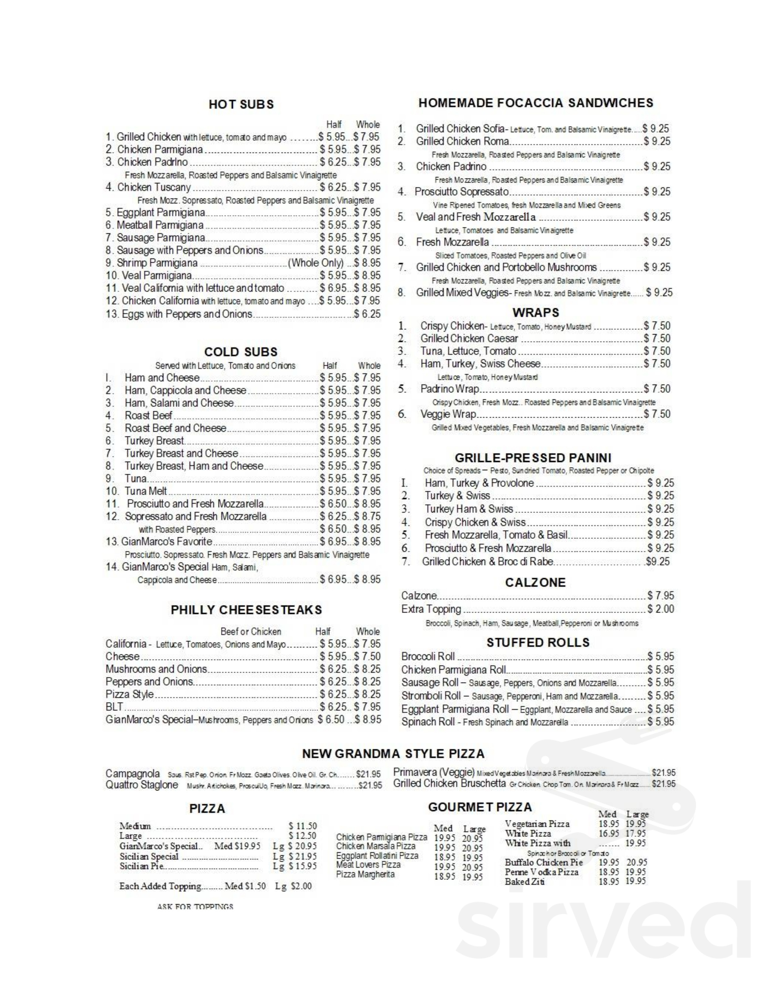 GianMarco's menus in Millstone, New Jersey, United States