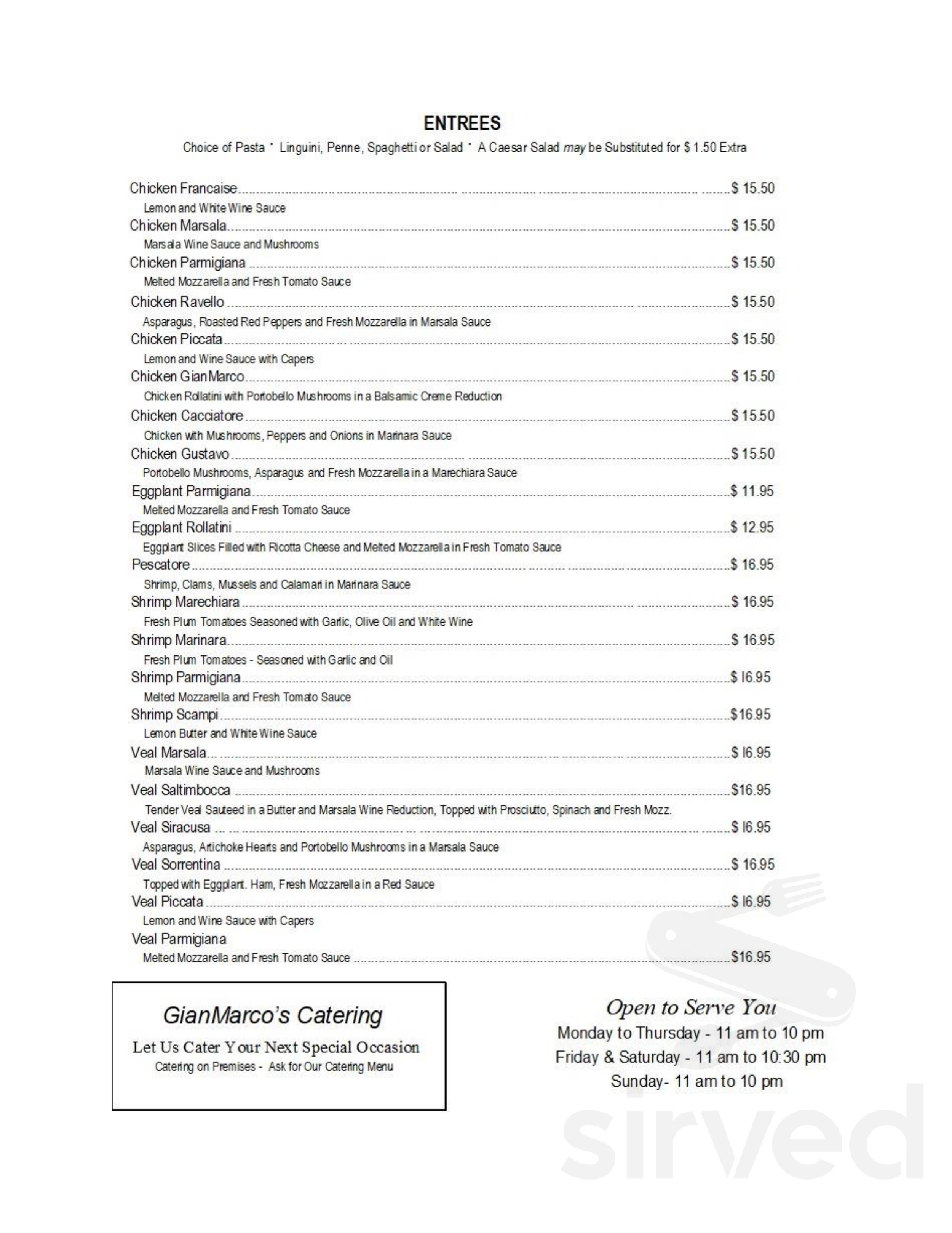 GianMarco's menus in Millstone, New Jersey, United States