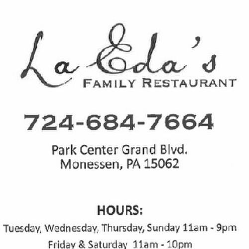 La Eda's Restaurant menu in Monessen, Pennsylvania, USA