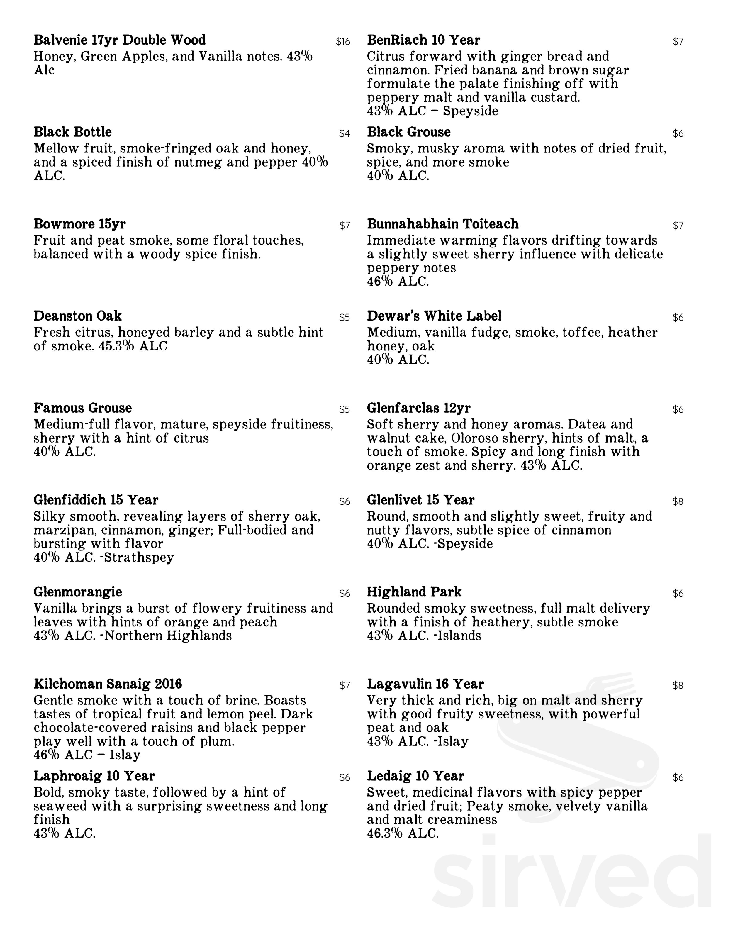 Salt + Smoke menu in St. Louis, Missouri, USA