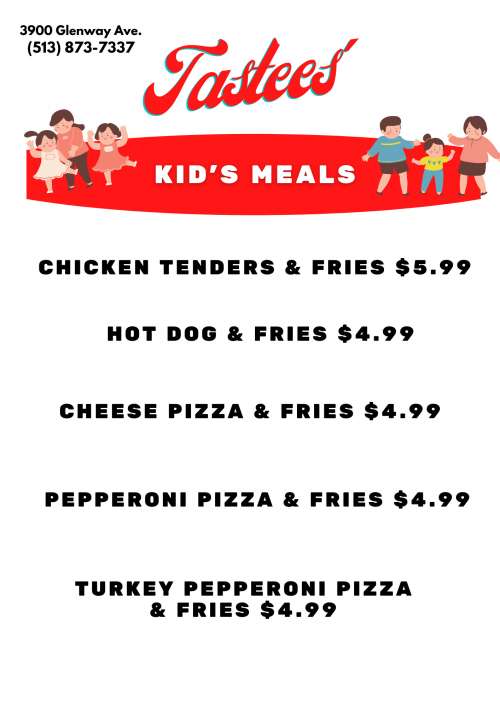 Tastees' menu in Cincinnati, Ohio, USA