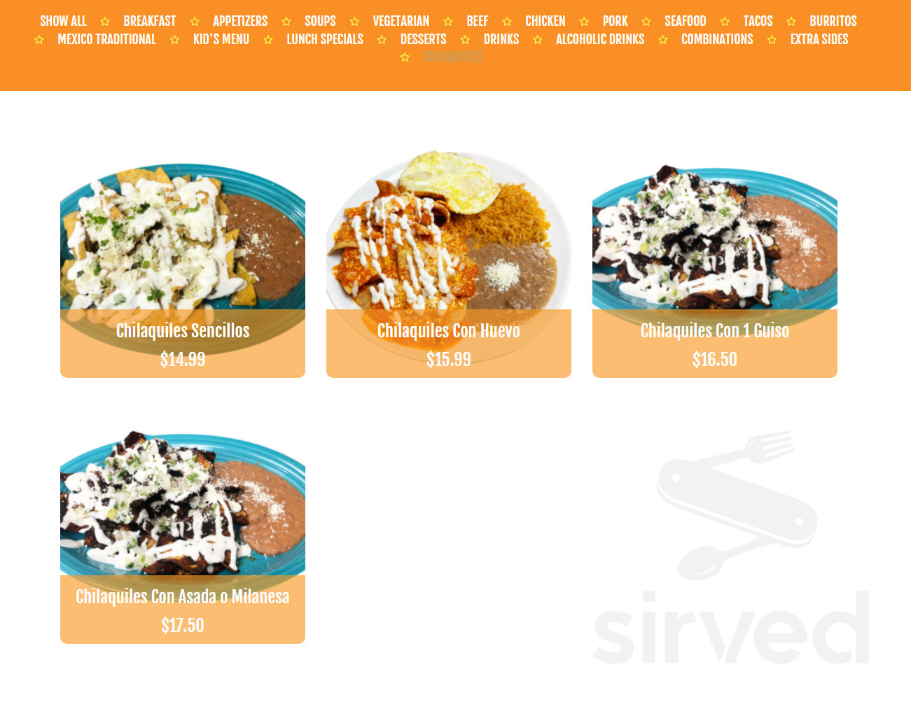 Jaguar Mexican Restaurant menu in Renton, Washington, USA