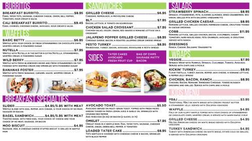 Deja Moo menu in White House, Tennessee, USA