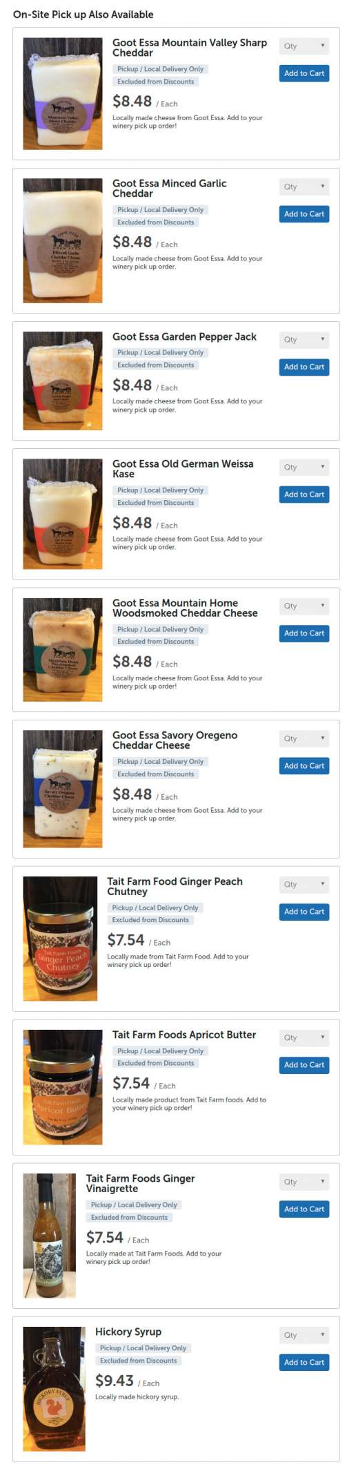 Shade Mountain Winery menu in Danville, Pennsylvania, USA