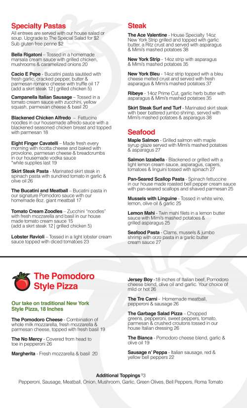 The Pomodoro menu in Loves Park, Illinois, USA