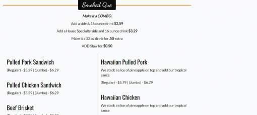 Menu for Center Street Grill & Smokehouse in Kingsport, TN | Sirved