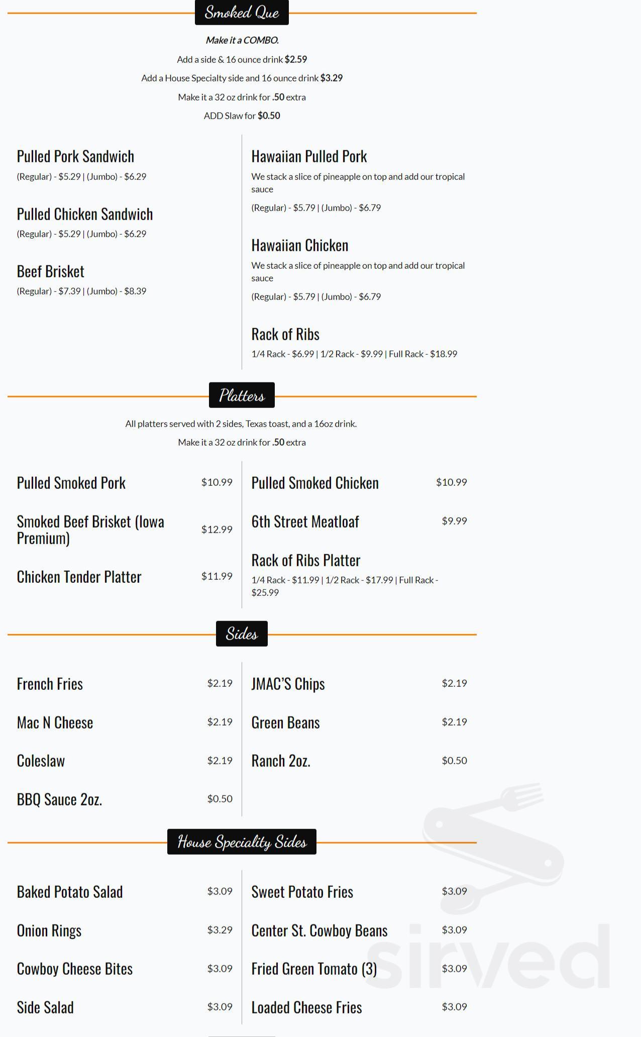 Center Street Grill & Smokehouse menu in Kingsport, Tennessee, USA