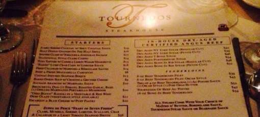 Menu for Tournedos Steakhouse in Rochester, NY | Sirved