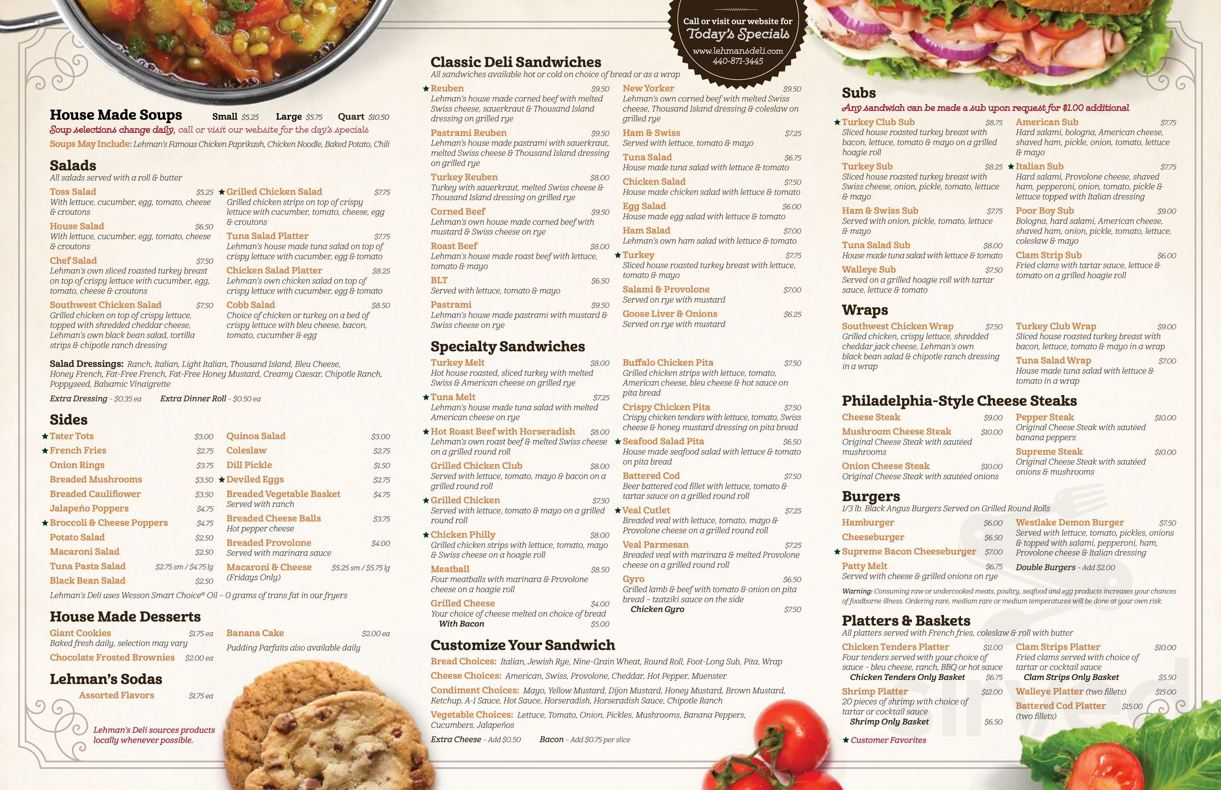 Lehman's Deli & Bakery menu in Westlake, Ohio, USA