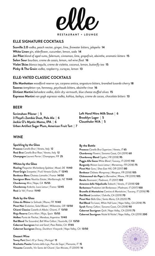 Elle Restaurant & Lounge menu in Solon, Ohio, USA