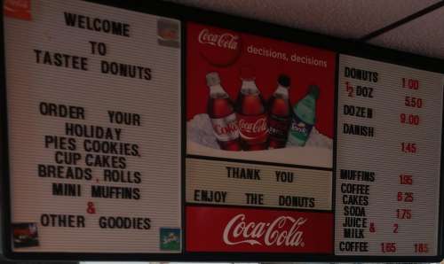Tastee Donuts menu in Titusville, Florida, USA