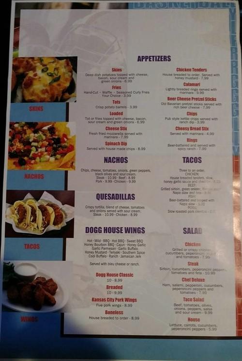 The Dogg House Bar & Grill menu in Avon Lake, Ohio, USA