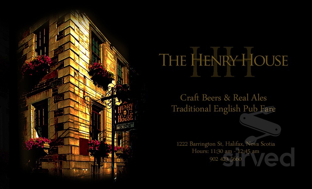 Henry House menu in Halifax, Nova Scotia, Canada