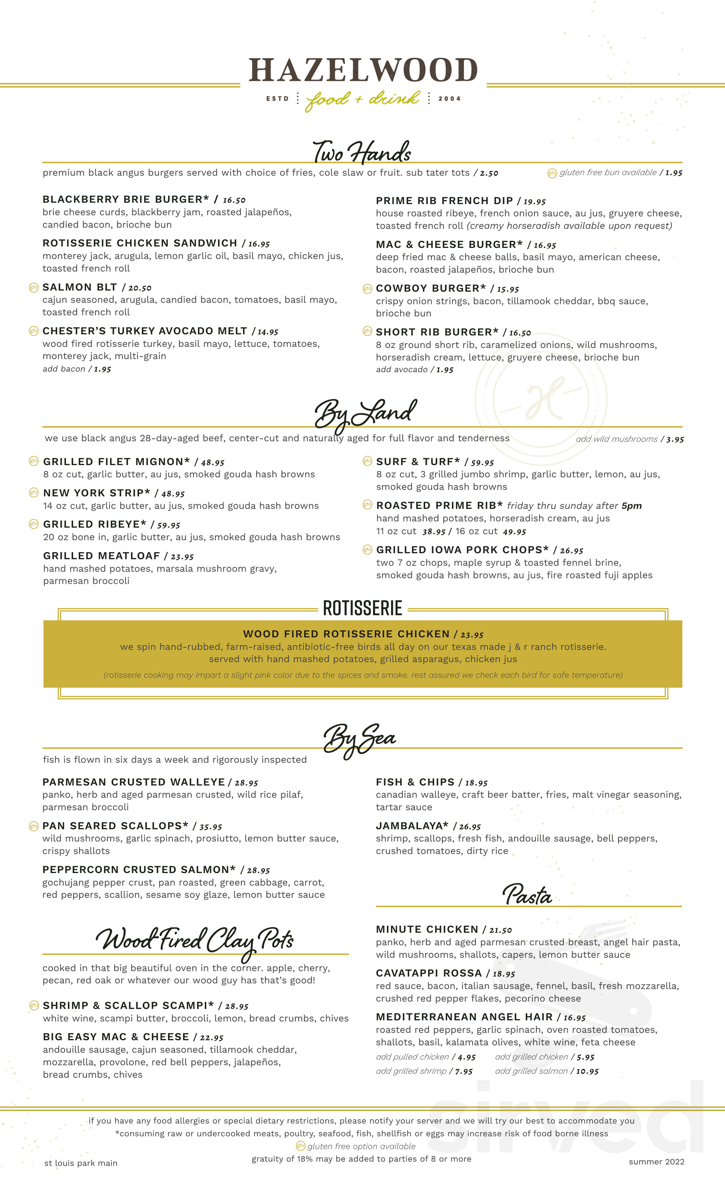 Hazelwood Food & Drink - St Louis Park menu in St Louis Park, Minnesota ...