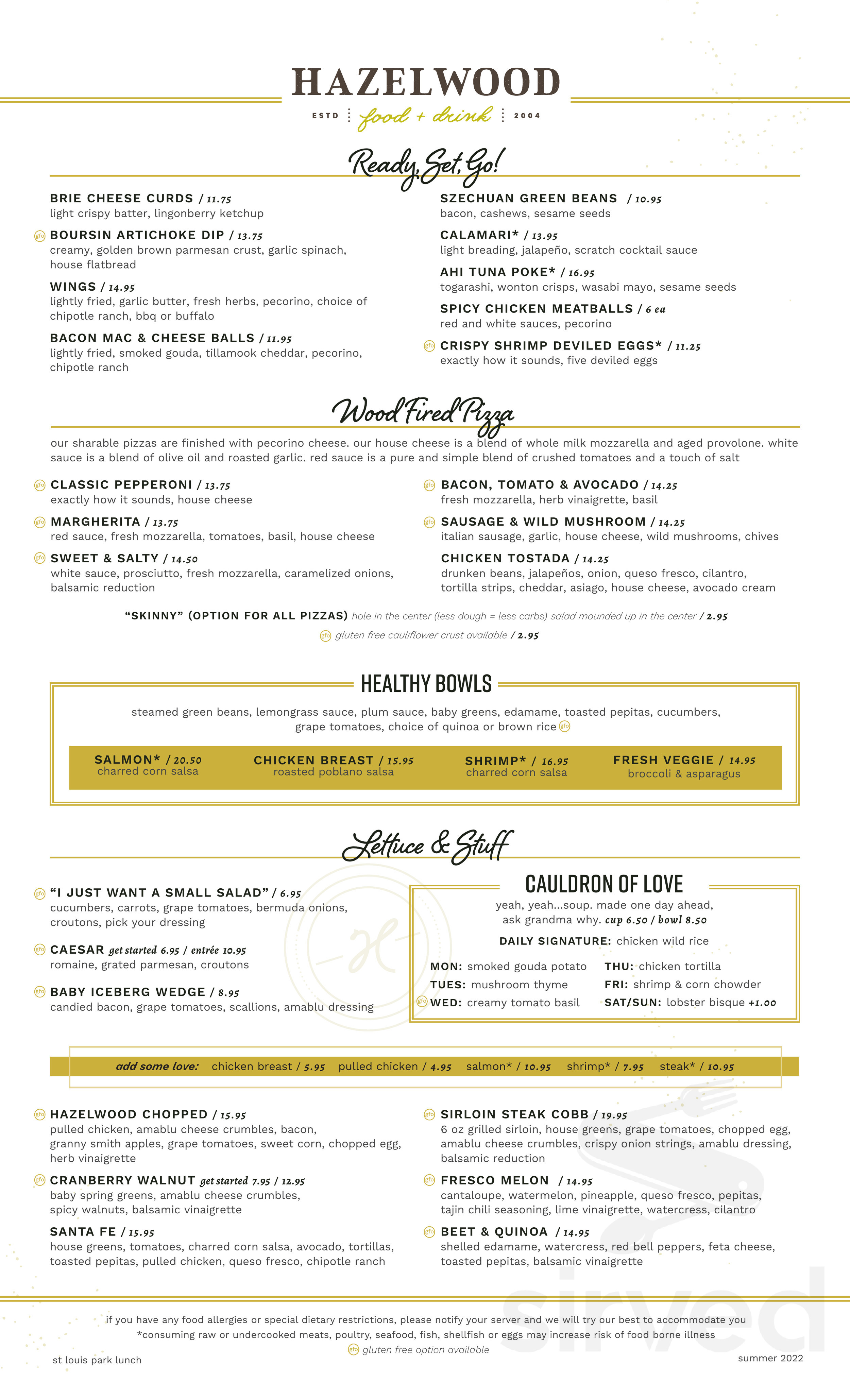 Hazelwood Food & Drink - St Louis Park Menu - St Louis Park, Minnesota ...