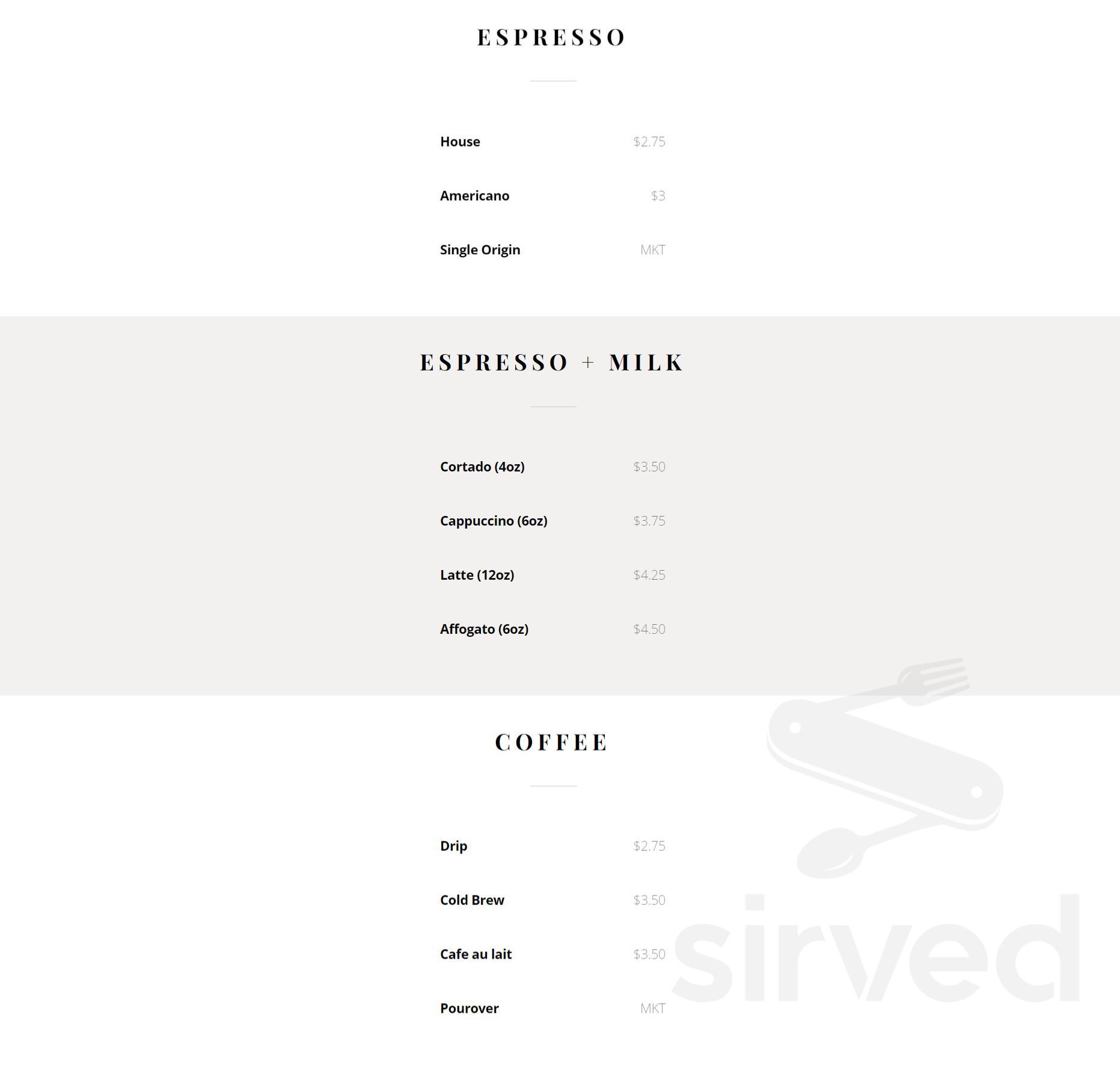 309 Coffee menu in Georgetown, Texas, USA