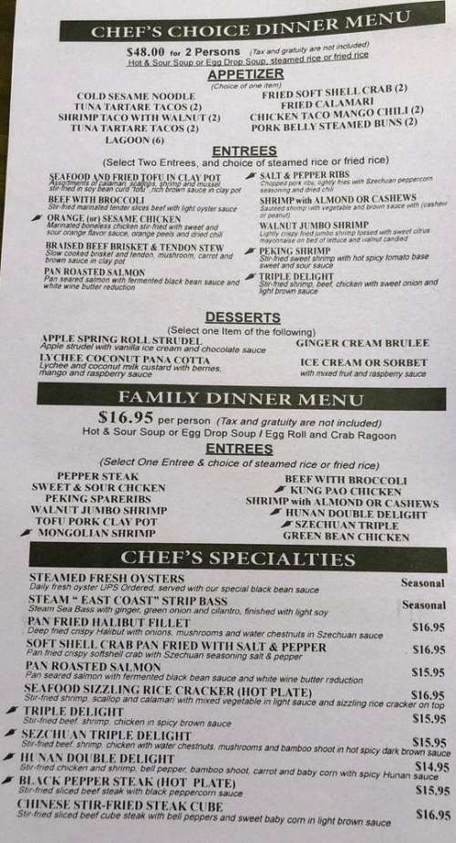 Dot Wo menu in Oklahoma City, Oklahoma, USA