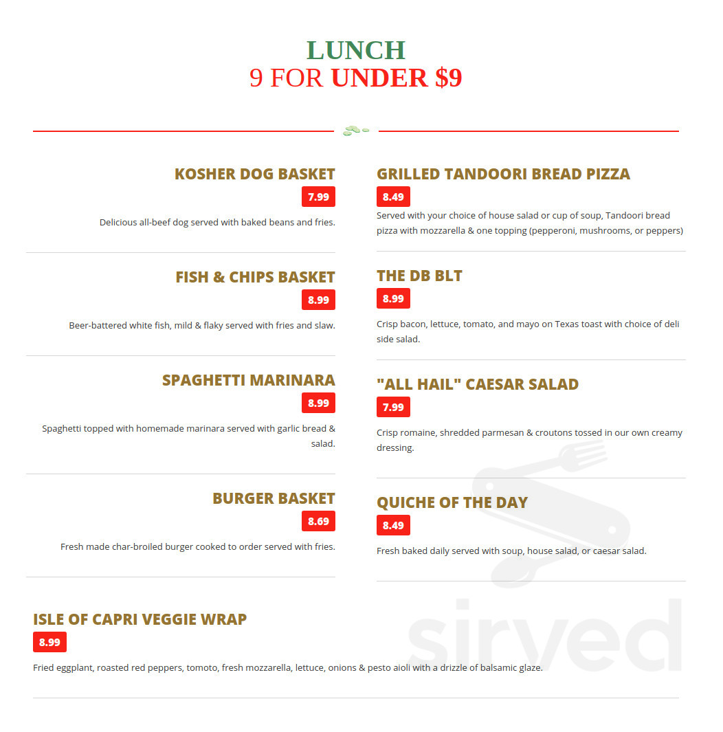 DB Pickles menu in Ormond Beach, Florida, USA