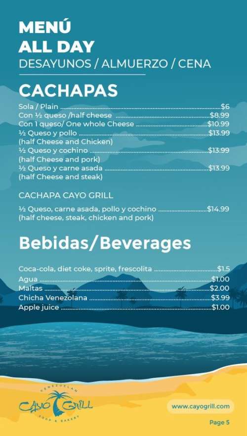 Cayo Grill, LLC menu in Tampa, Florida, USA