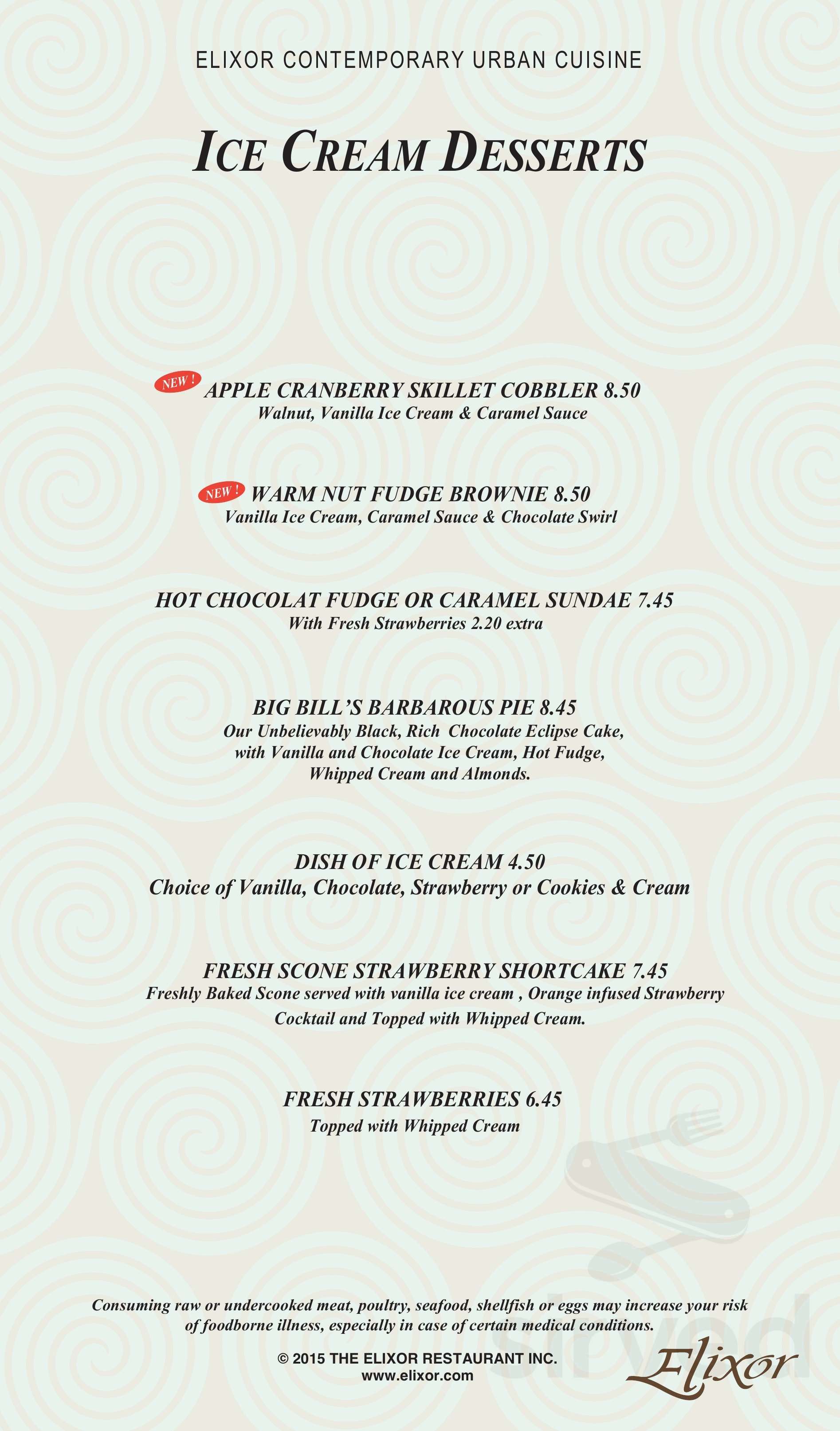 Elixor menu in Dollard-Des Ormeaux, Quebec H9B 1Z6, Canada