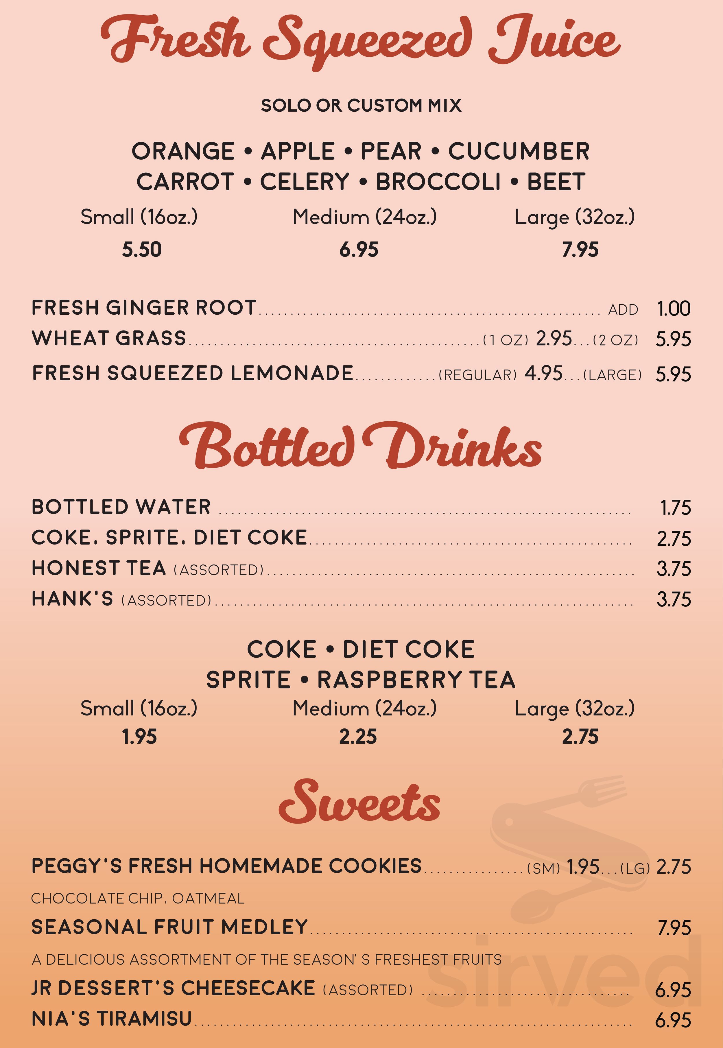 Jubilee Juice & Grill menu in Chicago, Illinois, USA