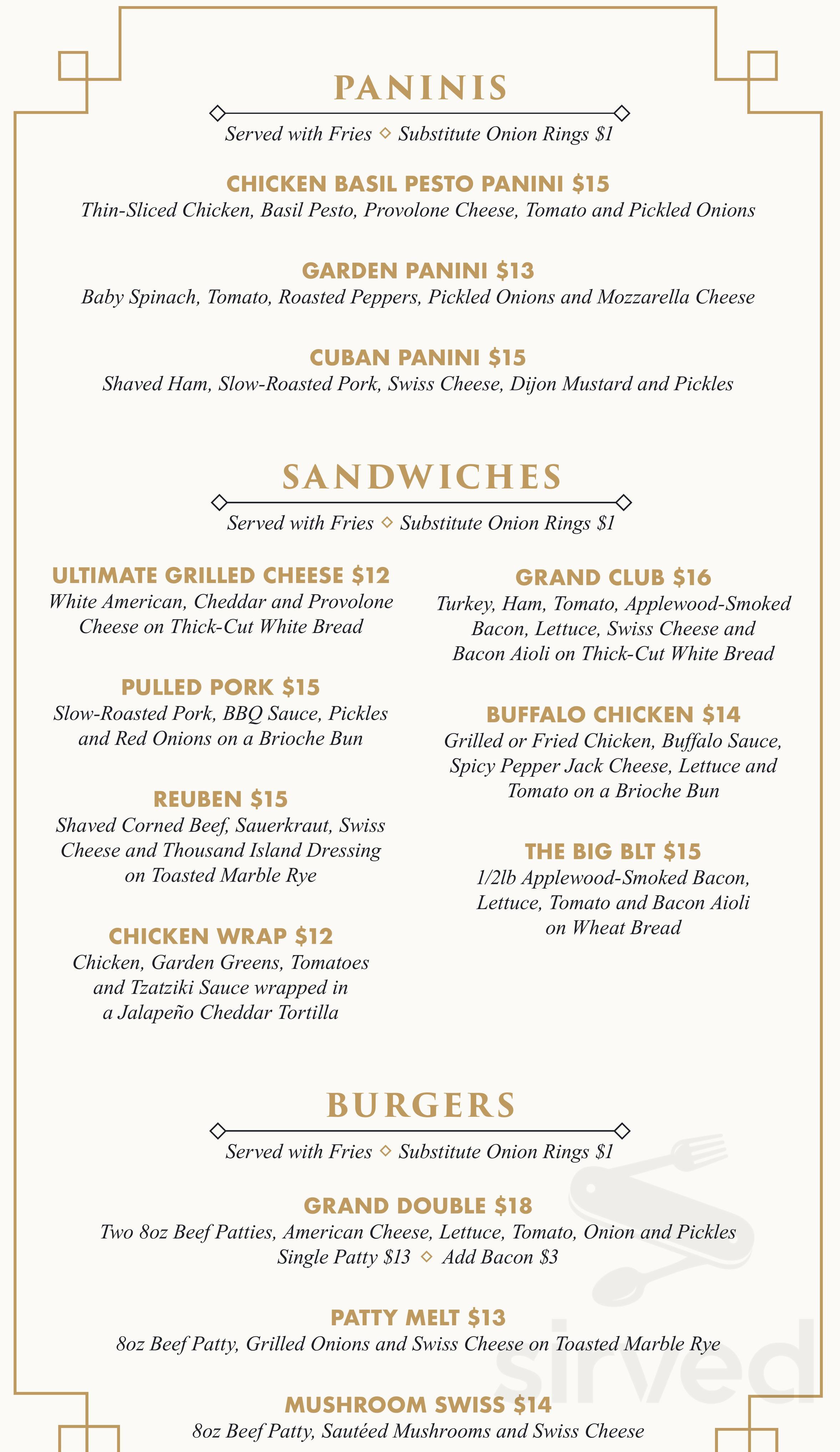 Grand Café menu in Durant, Oklahoma, USA