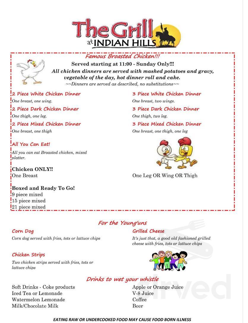 The Grill At Indian Hills menus in Bernice, Oklahoma, United States