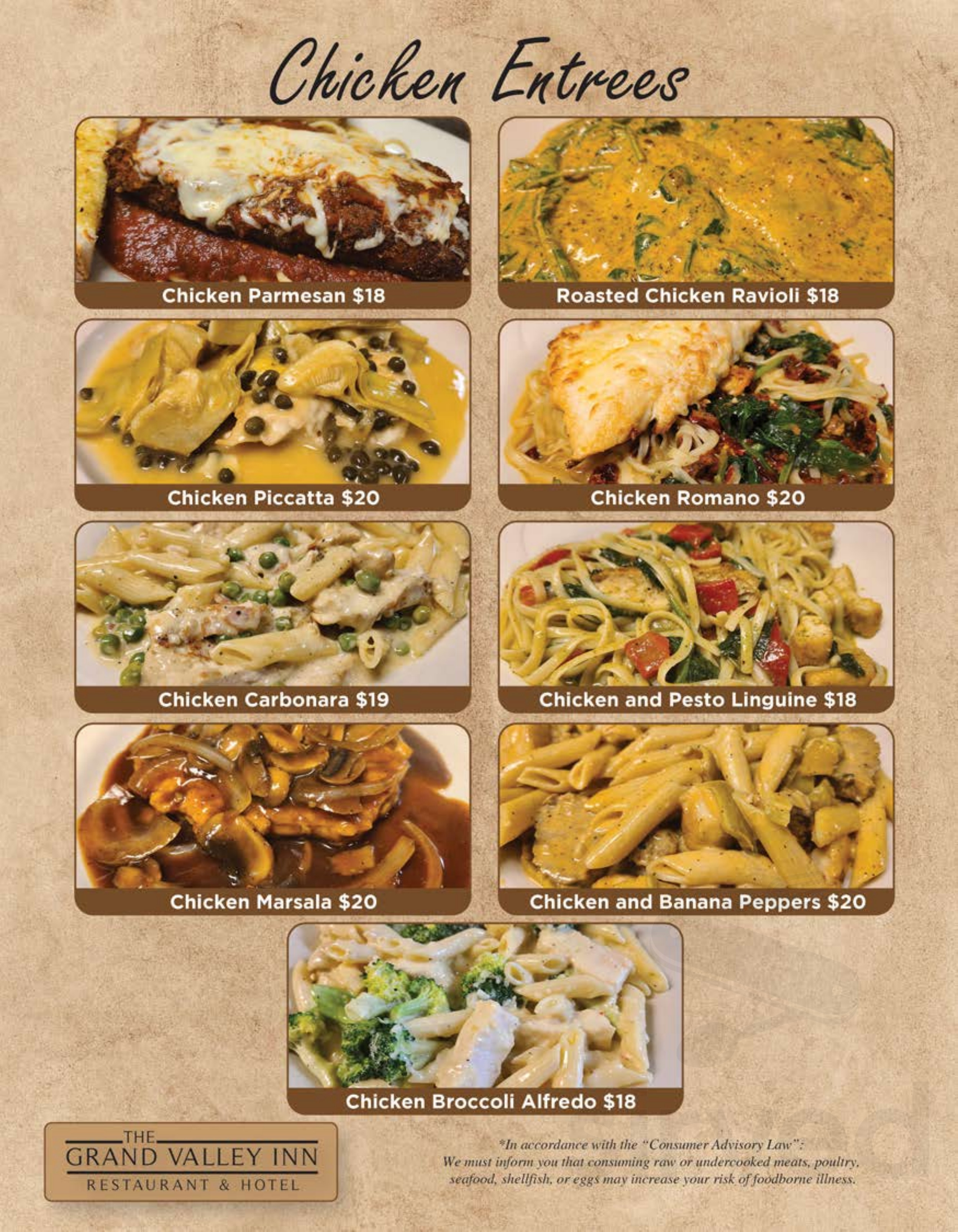 Grand Valley Inn menu in New Brighton, Pennsylvania, USA