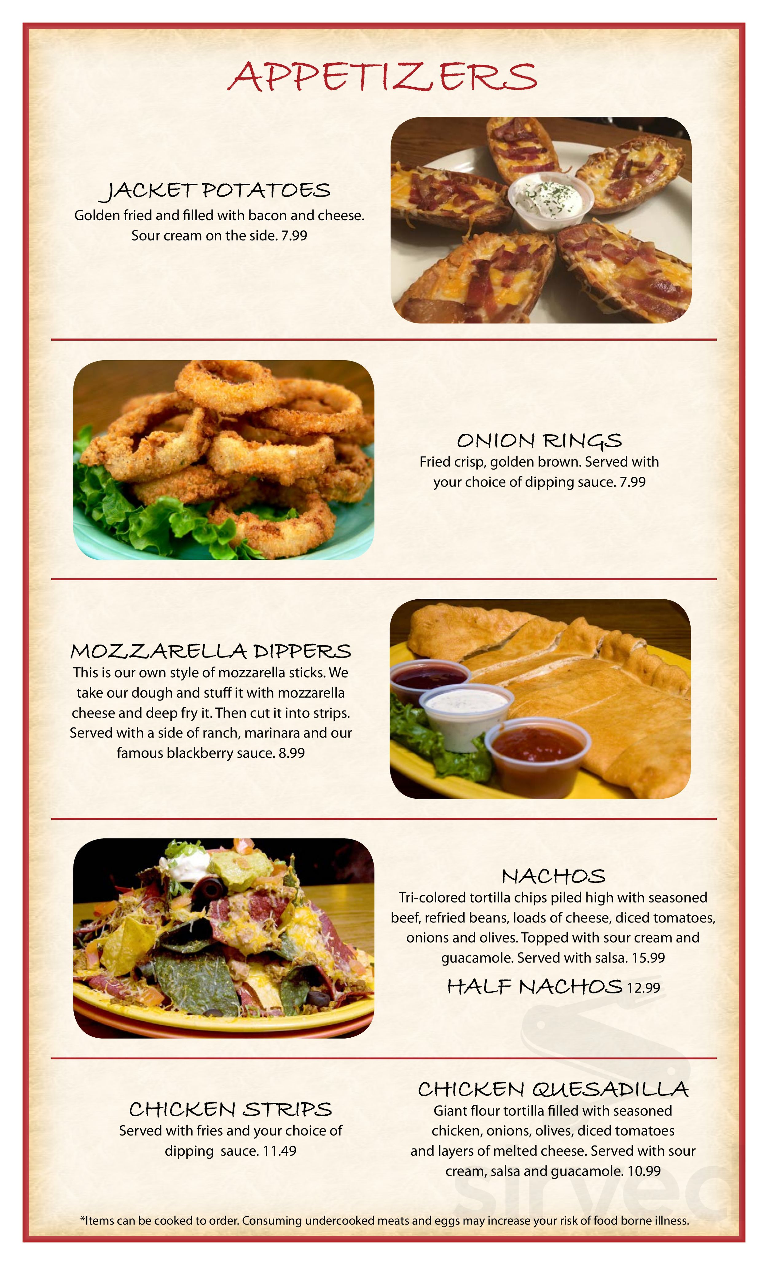 Harvester Restaurant menu in Spangle, Washington, USA