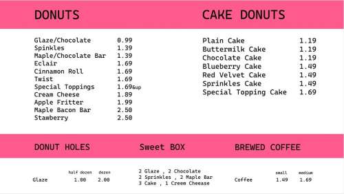 Sweet Sensations Donuts - Ten Mile menu in Meridian, Idaho, USA