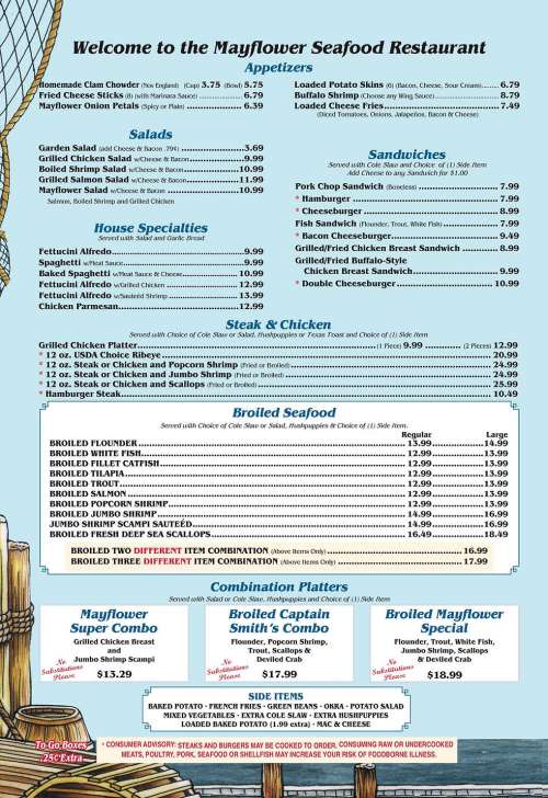 Mayflower Seafood Restaurant menu in Asheboro, North Carolina, USA