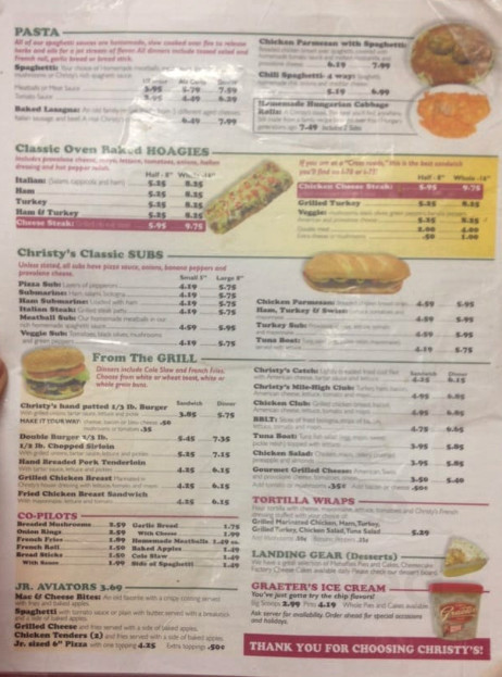 Menu for Christy's Family Pizzeria in Vandalia, OH | Sirved