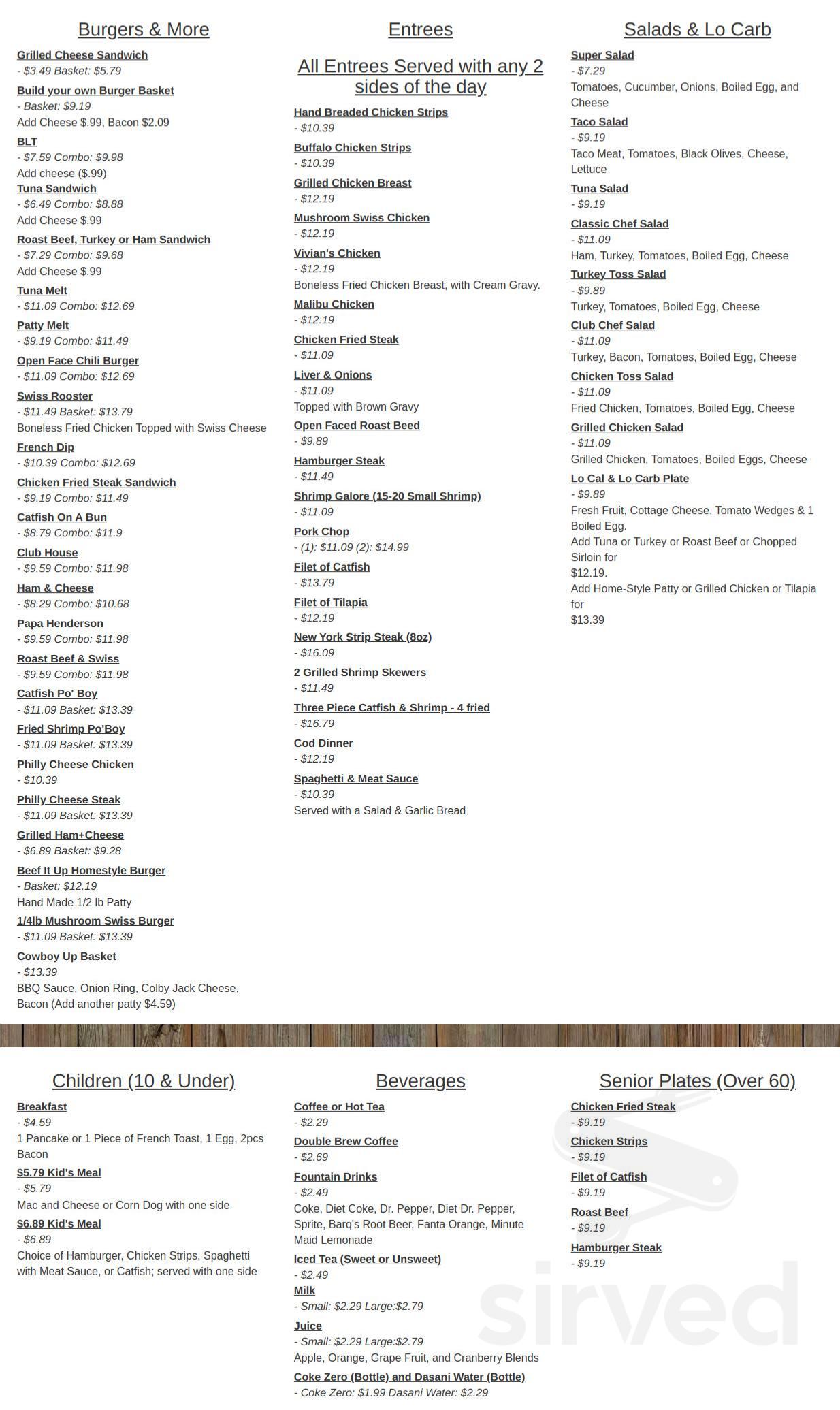 Papa's Cafe menu in Harker Heights, Texas, USA